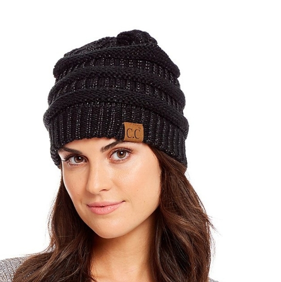 C.C | Other | Ccblack Metallic Beanie Nwt | Poshmark